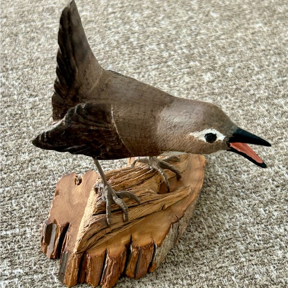 Hand Crafted | Accents | Vintage Ruch Stamped House Wren Hand Carved ...